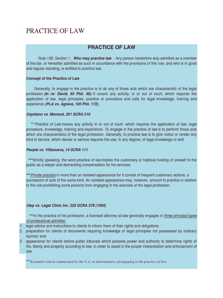 Practice of Law | PDF | Practice Of Law | Lawyer
