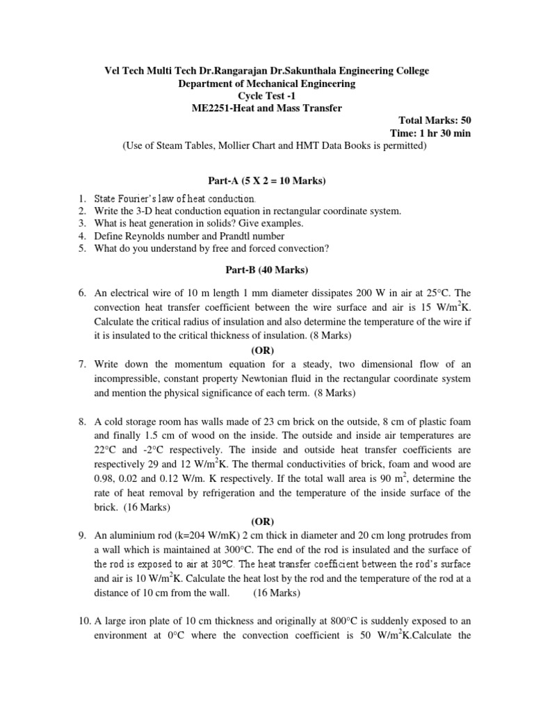 Cycle Test 1 Set2 | PDF | Heat | Heat Transfer