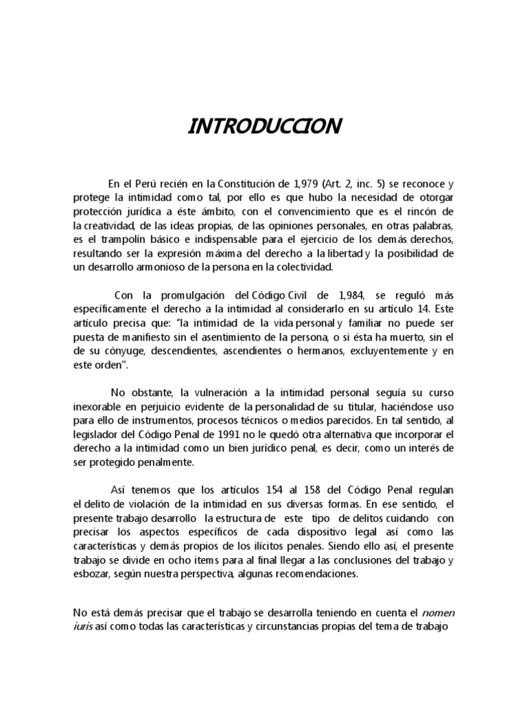 Violacion A La Intimidad | Descargar gratis PDF | Violación | Derecho penal