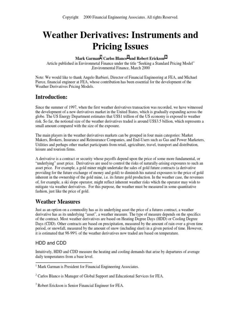 A Weather Derivatives | PDF | Derivative (Finance) | Weather Forecasting