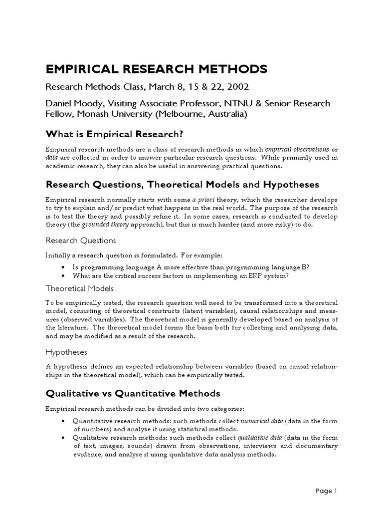What Is Empirical Research1 | PDF | Quantitative Research | Qualitative ...