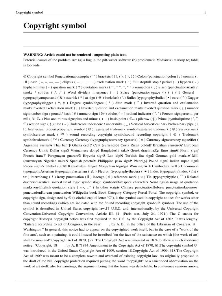 Copyright Symbol | Symbols | Text