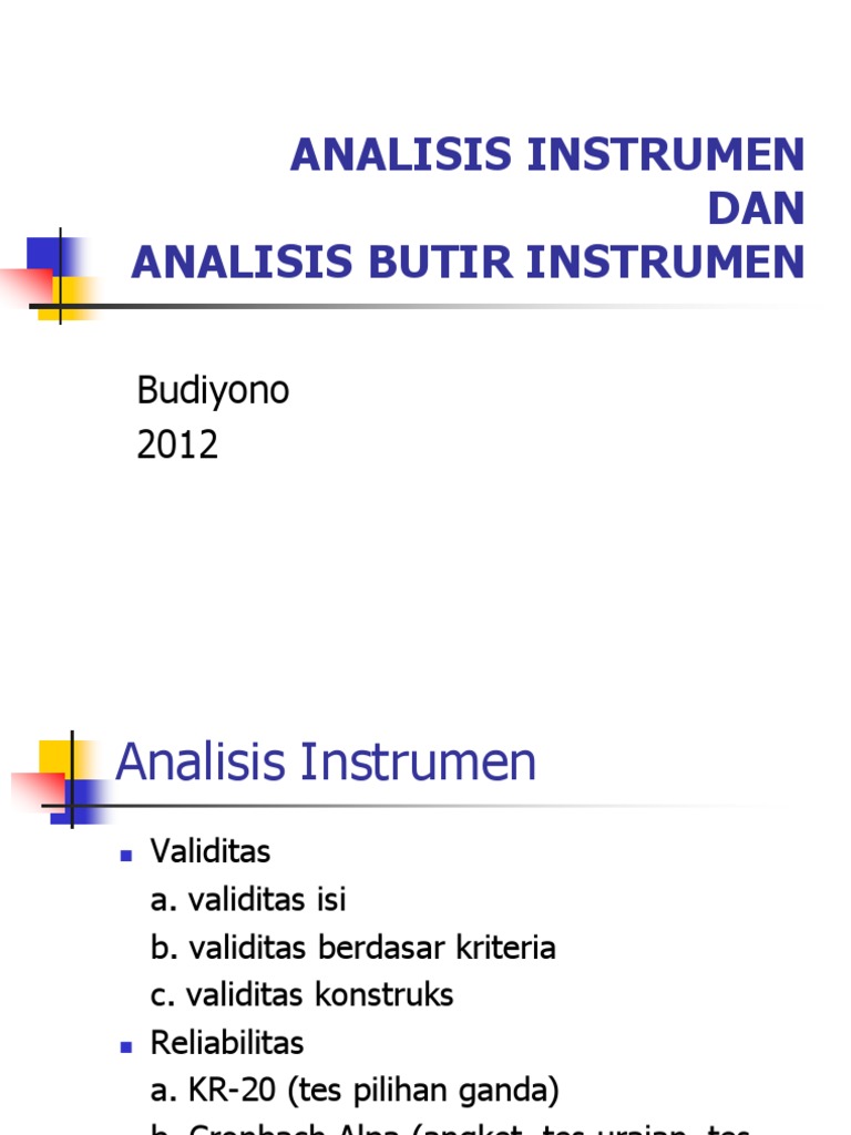 Analisis Validitas dan Reliabilitas Instrumen | PDF | Metode & Bahan ...