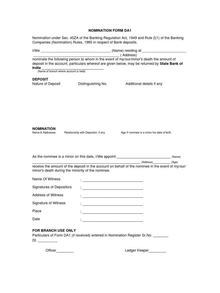 DA1 Nomination Form Instructions | PDF