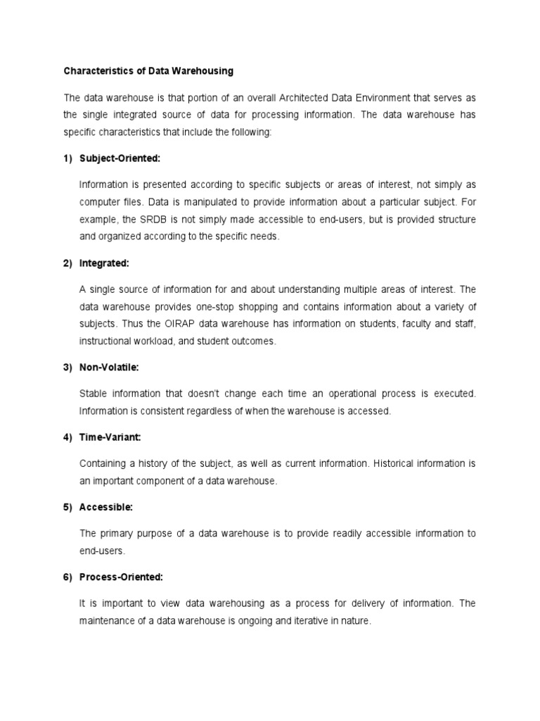 Characteristics of Data Warehousing | Data Warehouse | Warehouse