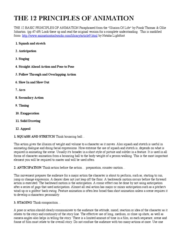 12 Principles of Animation Explained | PDF