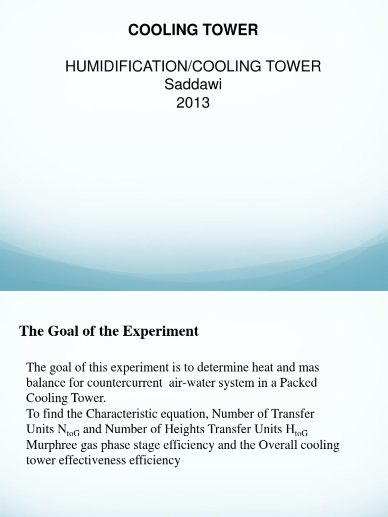 Cooling Tower Powerpoint Pdf Enthalpy Heat