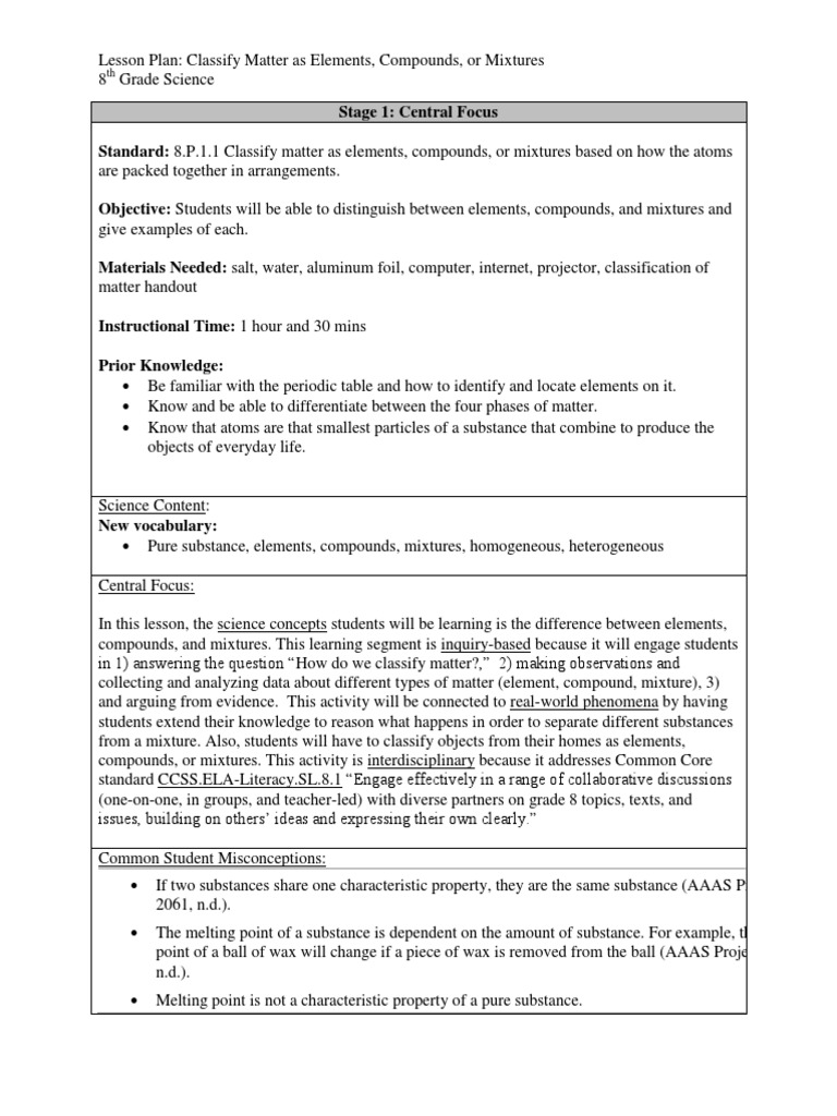 Classifying Matter: Elements, Compounds, Mixtures | PDF | Mixture | Matter