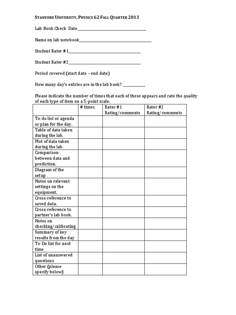Lab Book Check | PDF