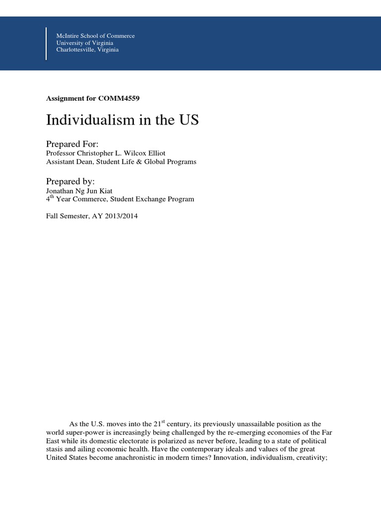 Individualism in the United States: An Analysis of Its Historical Roots ...