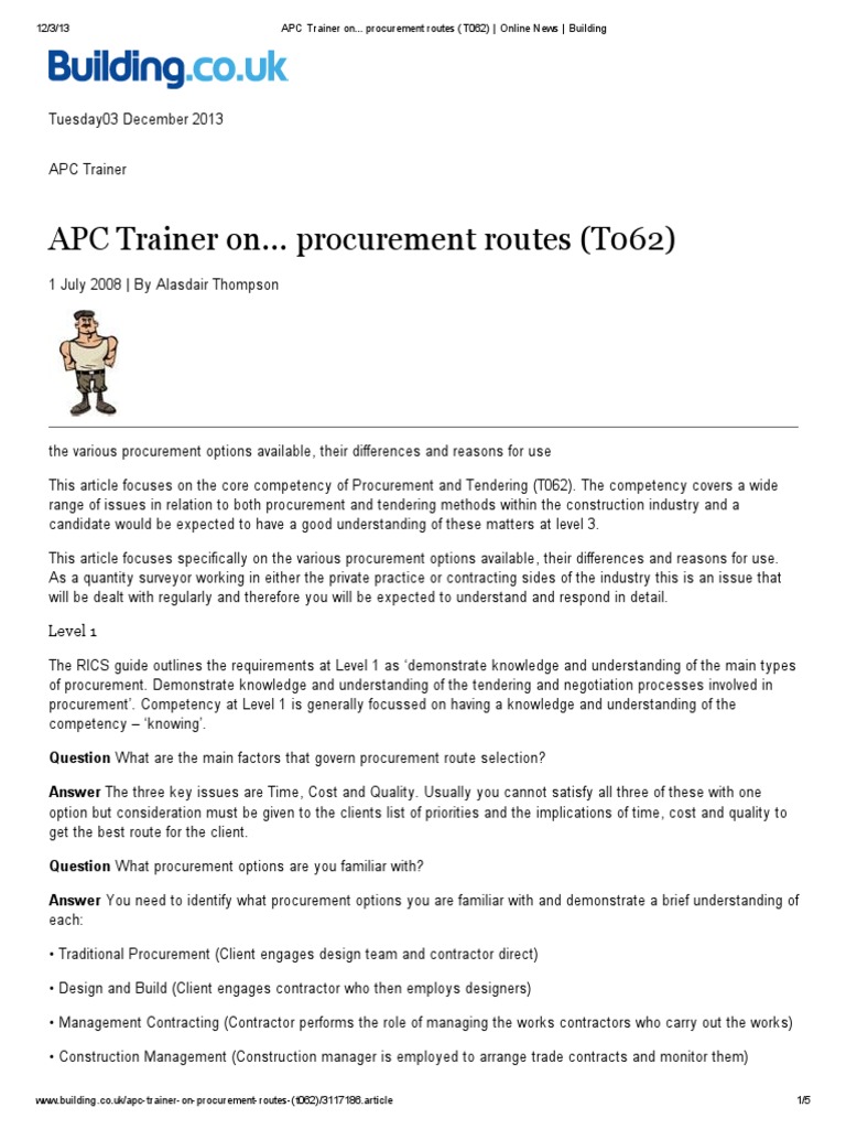 Procurement Route Advice | PDF | Construction Management | Procurement