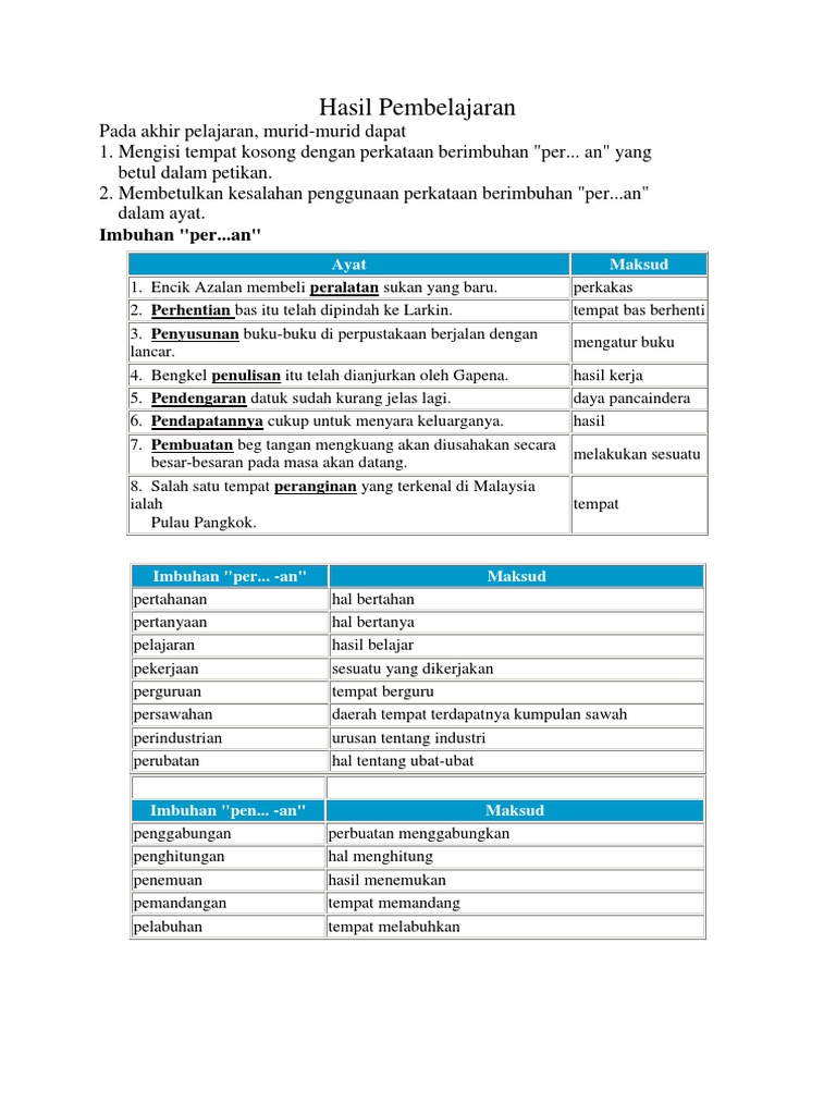 Imbuhan Per An | PDF
