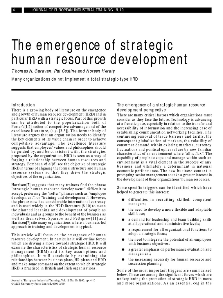 The Emergence of SHRD | PDF | Strategic Management | Employment