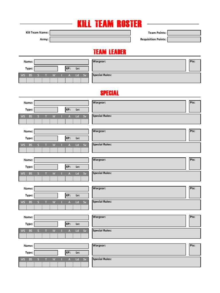 Kill Team Roster and Rules Sheet | PDF