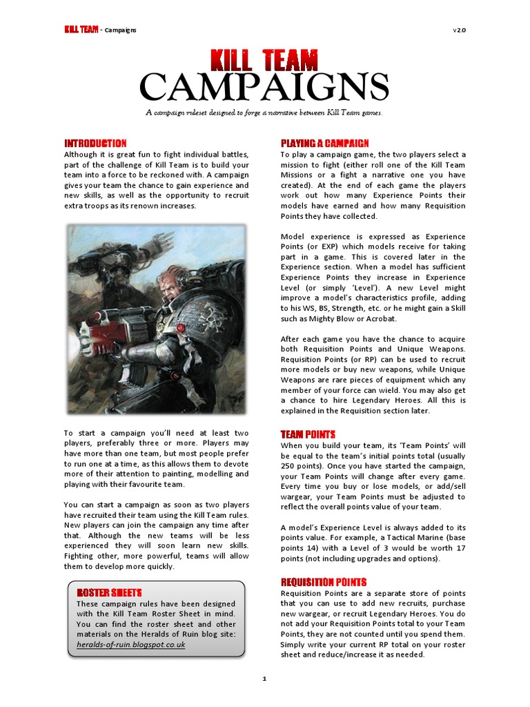 Kill Team Rules - Campaigns v2.0 | PDF | Leadership | Military Science