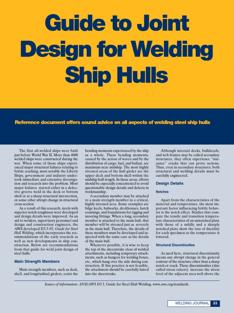 Guide To Joint Design For Welding Ship Hulls | PDF | Welding | Construction