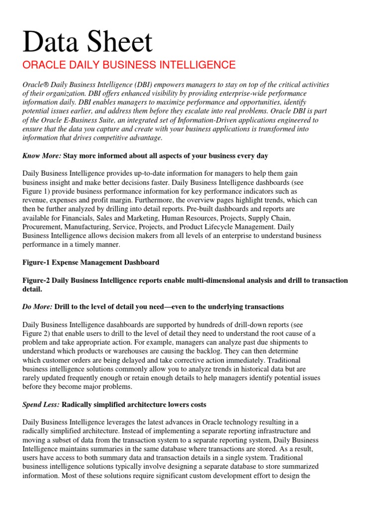 Oracle Daily Business Intelligence | PDF | Business Intelligence ...