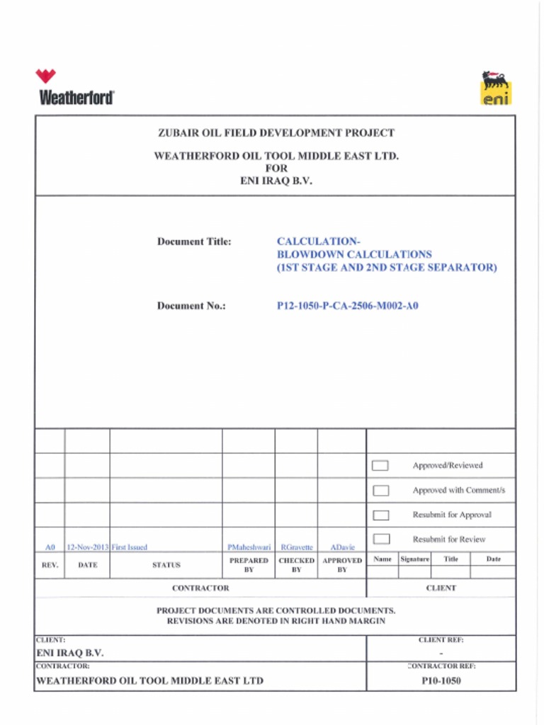 Blowdown Calculation | PDF
