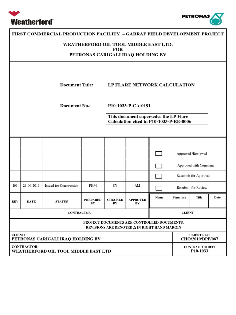 LP Flare Network Calculation Rev - E0 | PDF | Valve | Gases