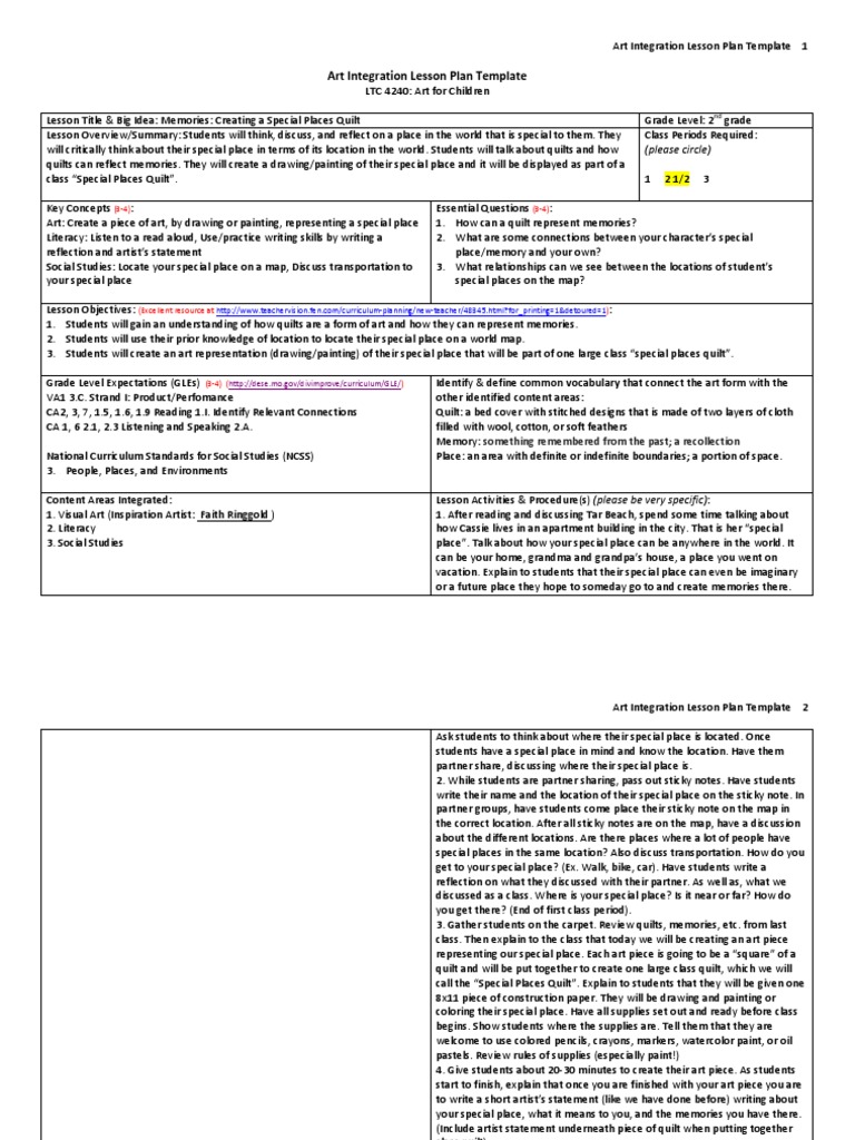 Art Integration Lesson Plan | PDF | Foreign Language Studies