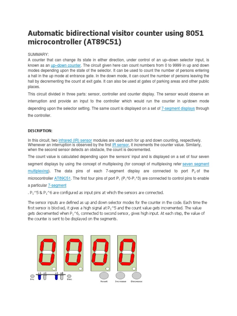 Automatic Bidirectional Visitor Counter Using 8051 Microcontroller | PDF | Light Emitting Diode ...
