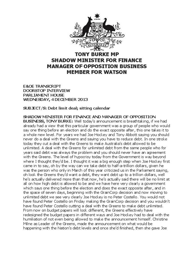 Tony Burke MP | PDF | Public Sphere | Government