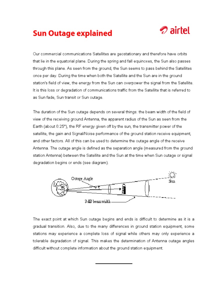 Understanding Sun Outage in Satellites | PDF