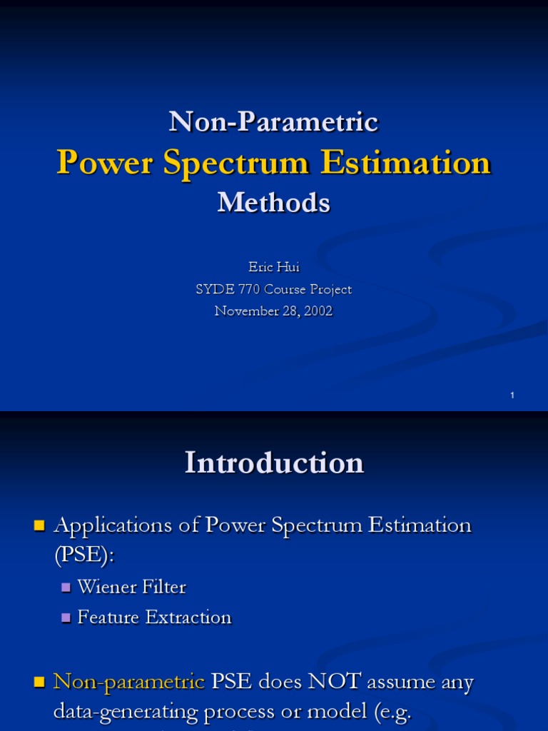 Non-Parametric Methods: Power Spectrum Estimation | PDF | Bias Of An Estimator | Spectral Density