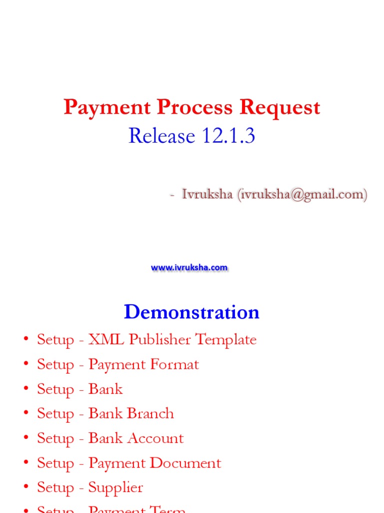 R12.1.3 Payment Process Request | PDF | Finance & Money Management