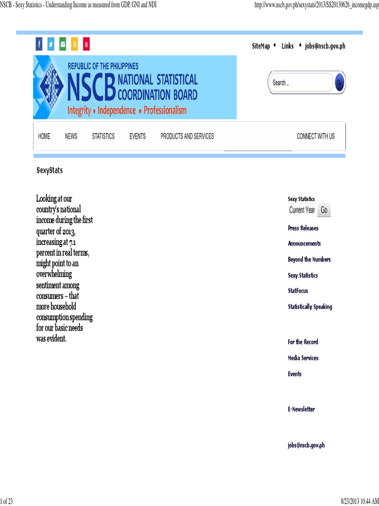NSCB - Sexy Statistics - Understanding Income As Measured From GDP, GNI and NDI | PDF | Gross ...