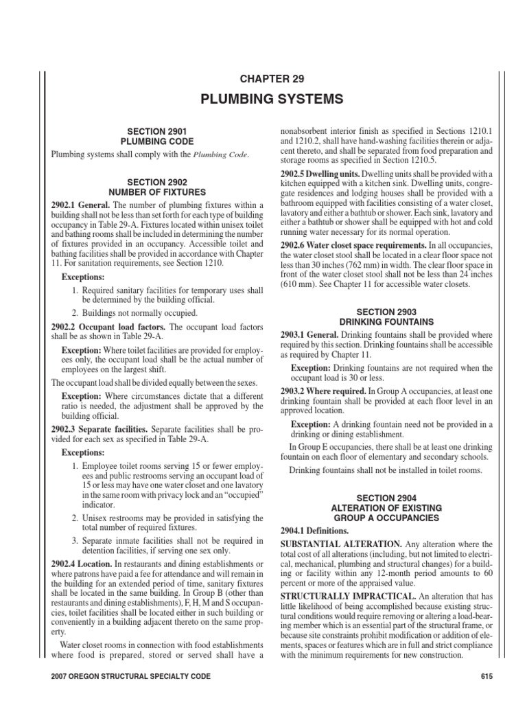 Requirements for Plumbing Fixtures and Systems in Various Building ...
