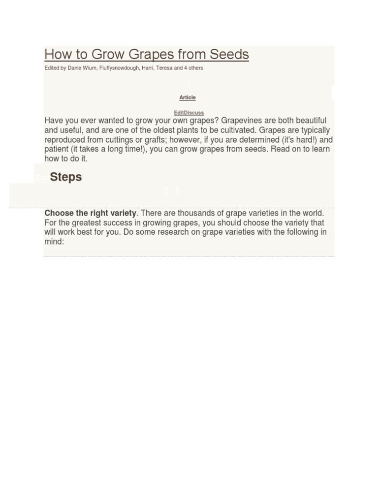 How To Grow Grapes From Seeds | Download Free PDF | Hobbies ...