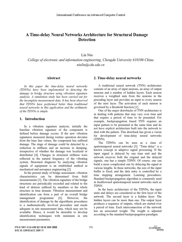 A Time-Delay Neural Networks Architecture For Structural Damage Detection | PDF | Artificial ...