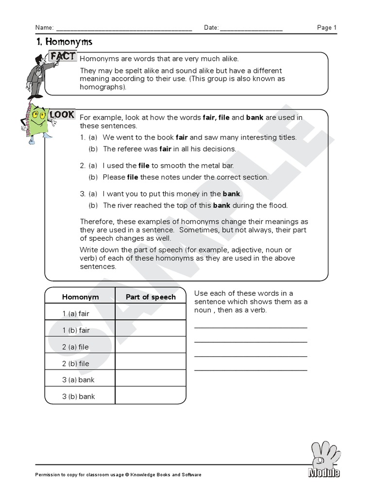 Homonyms Exercises | PDF | Part Of Speech | Linguistic Morphology