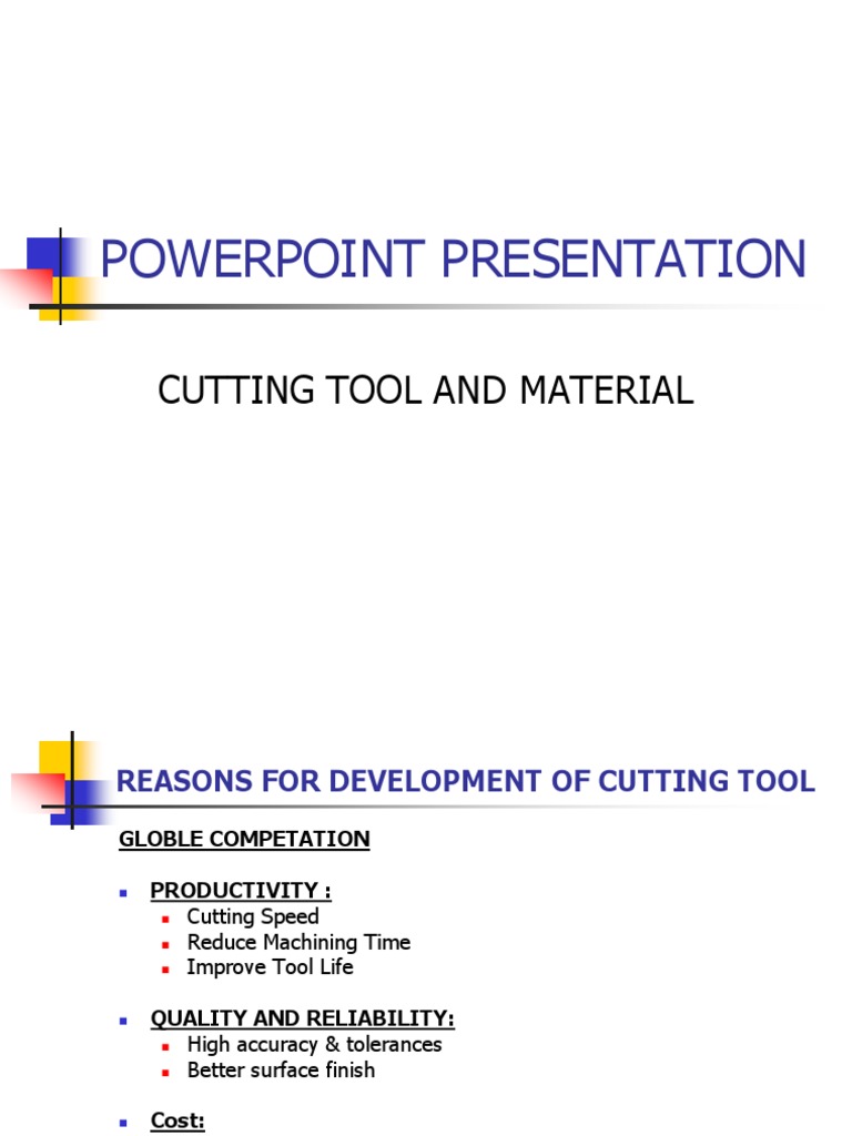 Powerpoint Presentation: Cutting Tool and Material | PDF | Tungsten | Steel