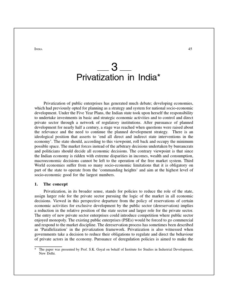 Privatisation in India | PDF