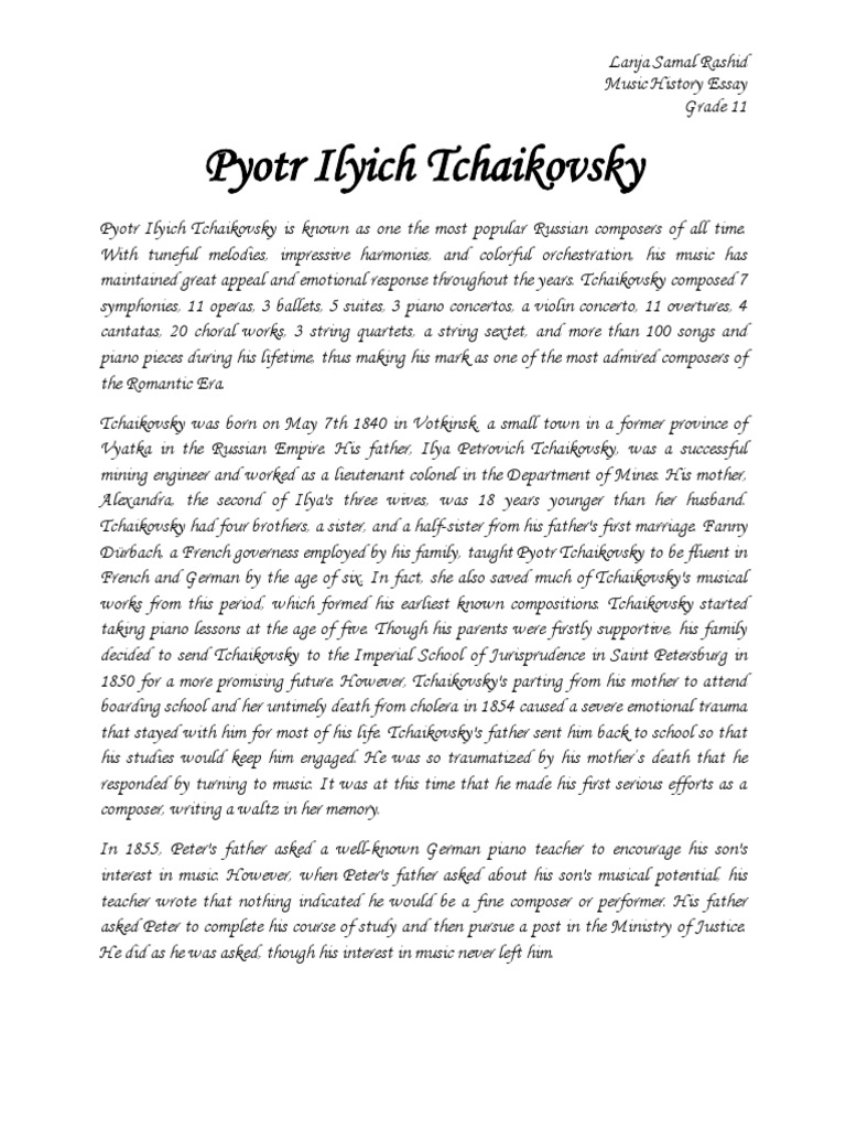 Pyotr Ilyich Tchaikovsky | PDF | Pyotr Ilyich Tchaikovsky | Classical ...