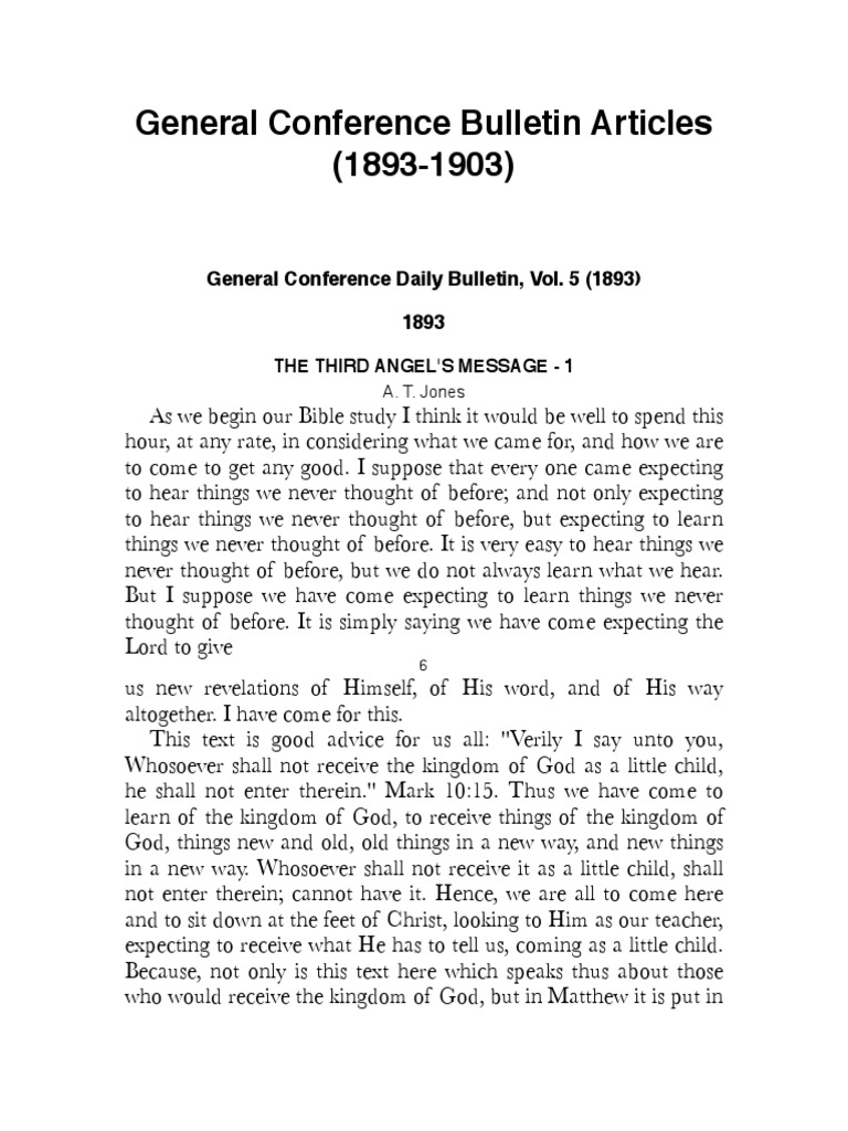 Jones - General Conference Bulletin Articles (1893-1903) | PDF | Jesus ...