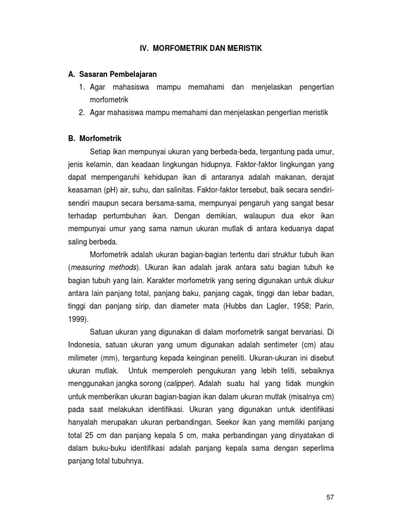 Morfometrik Dan Meristik | PDF