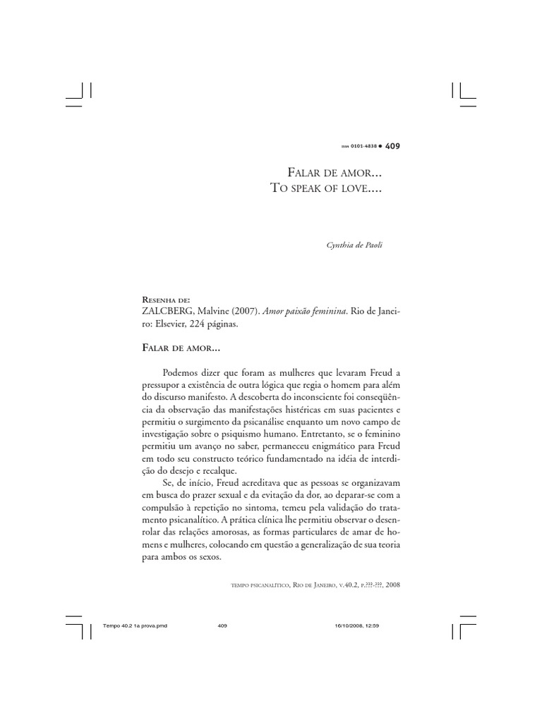 10 TP40.2 - Cynthia de Paoli Dddds | PDF | Sigmund Freud | Amor