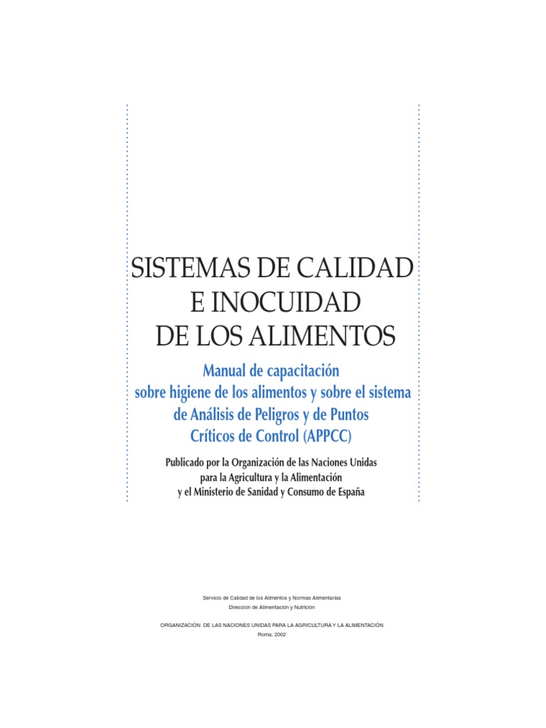 Manual APPCC: Calidad e Inocuidad Alimentaria | PDF | Análisis de Riesgo y Puntos Críticos de ...