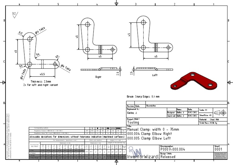 Inventorwizard: Tooling Manual Clamp: Width 0 - 75Mm 000.004 Clamp ...