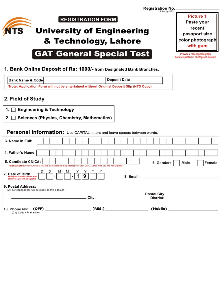 UET - Lahore - Form For MS 2013-2014 | PDF | Business