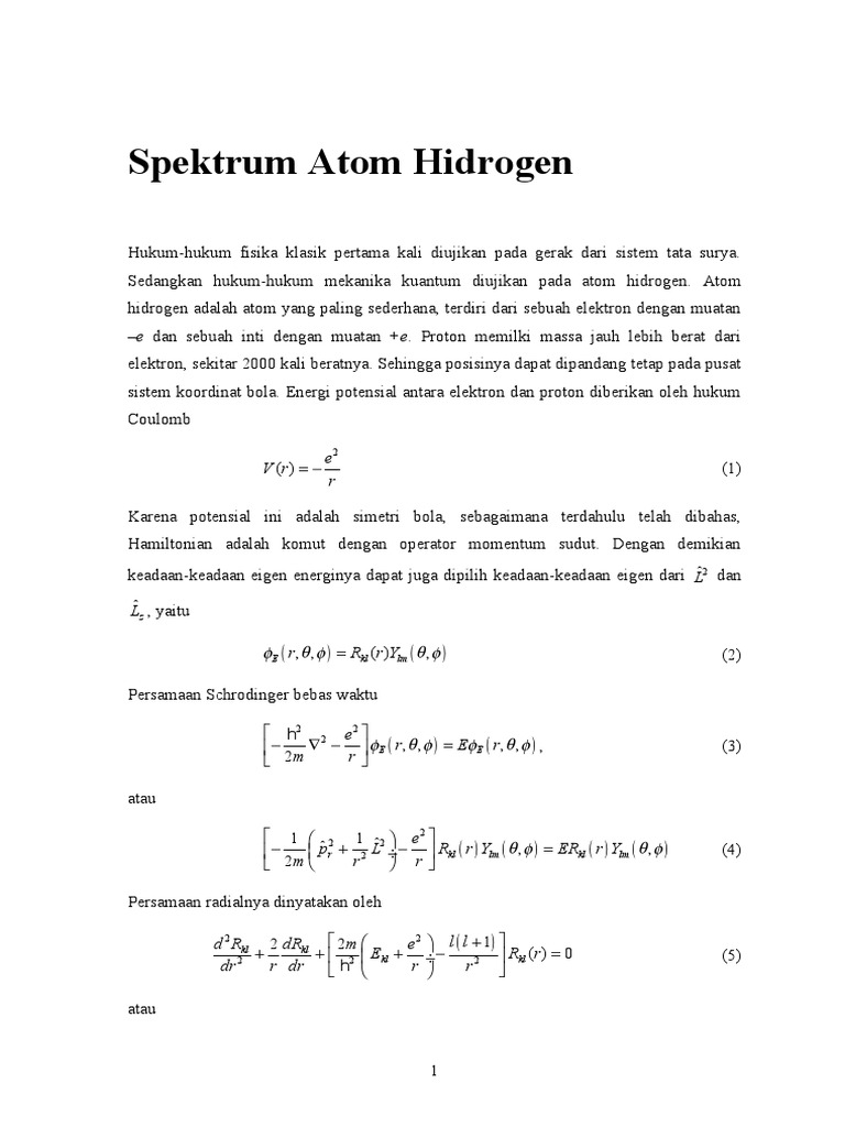 Atom Hidrogen | PDF