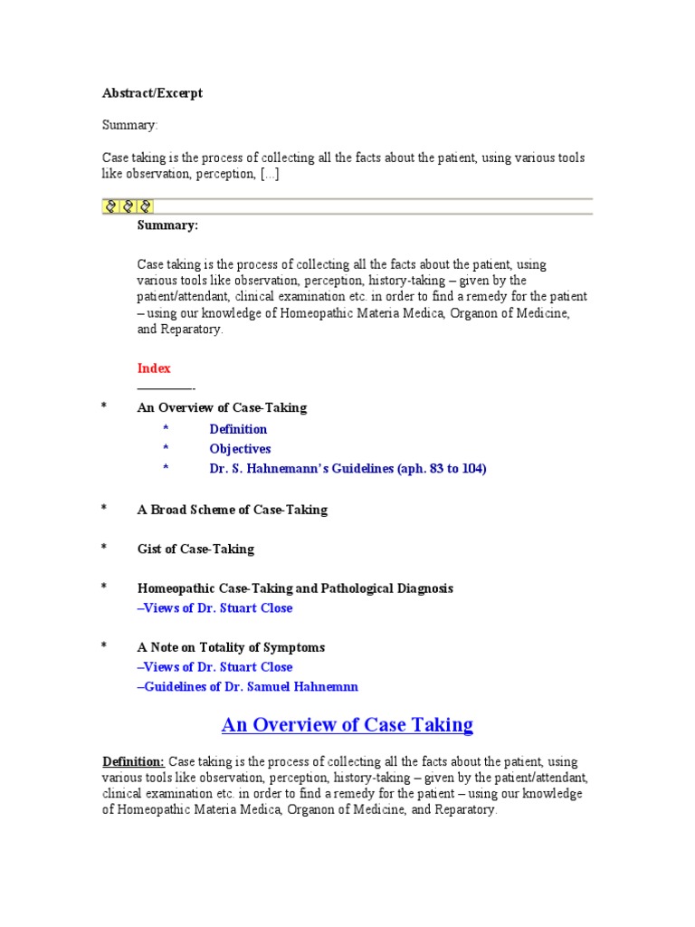 Case Taking | PDF | Homeopathy | Diseases And Disorders