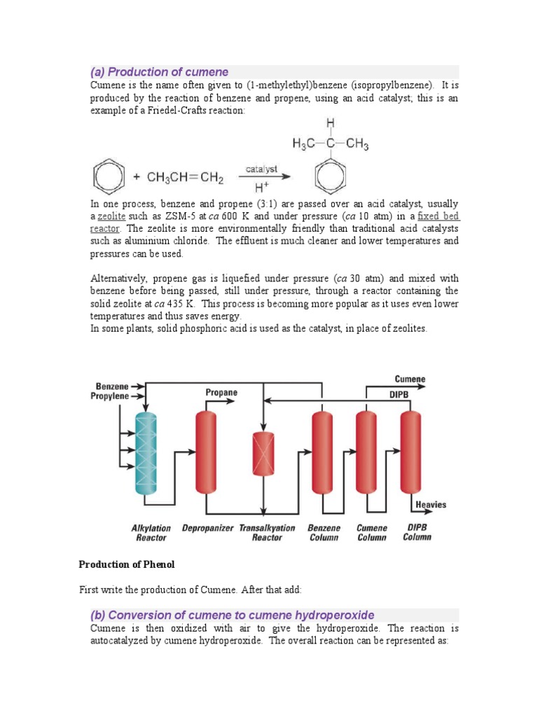 (A) Production of Cumene: Zeolite Fixed Bed Reactor | Download Free PDF ...
