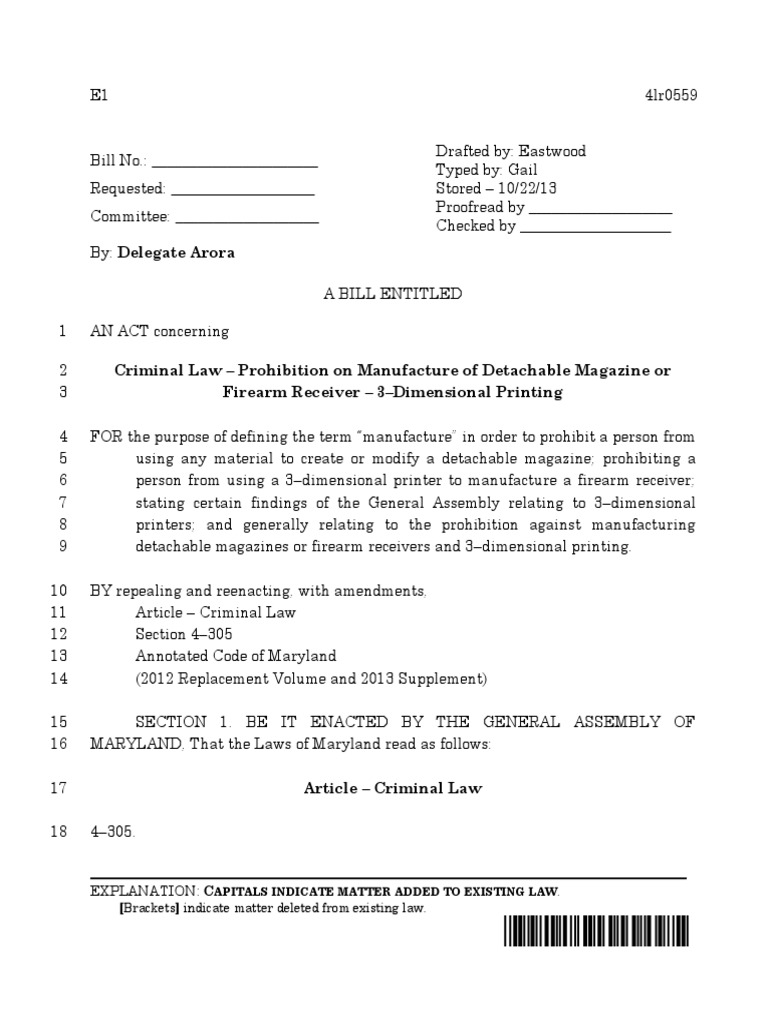 3D Gun Printing Bill | PDF | Firearms | Magazine (Firearms)