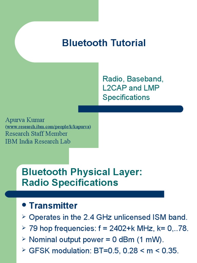 Bluetooth Tutorial: Radio, Baseband, L2Cap and LMP Specifications | PDF ...