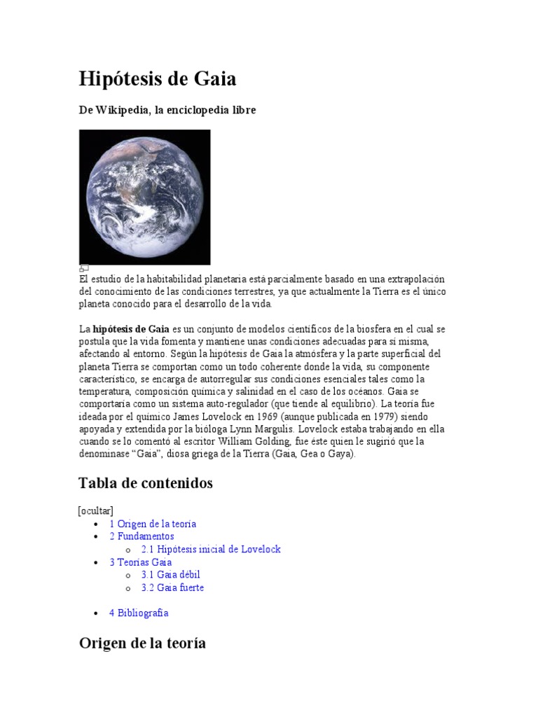 Hipotesis de Gaia | PDF | Hipótesis de Gaia | Naturaleza