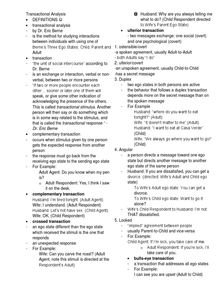 Transactional Analysis | PDF | Emotions | Cognition